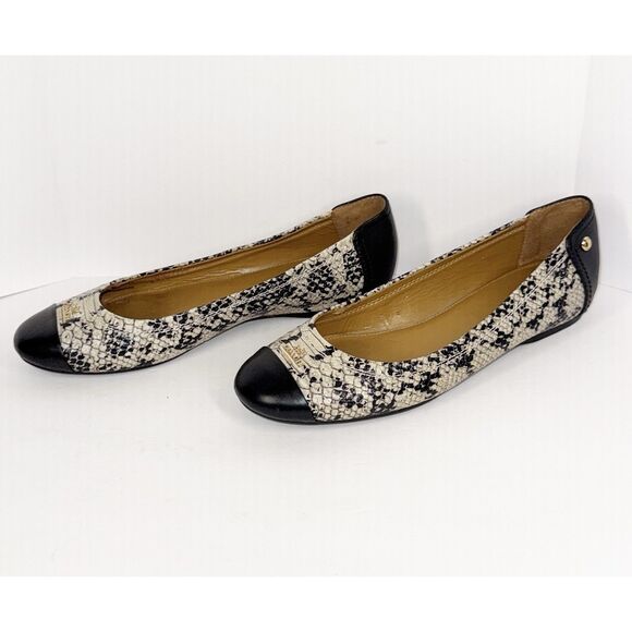Coach | Shoes | Coach Chelsea Ballet Flats Snake Cap Toe Leather Slip ...